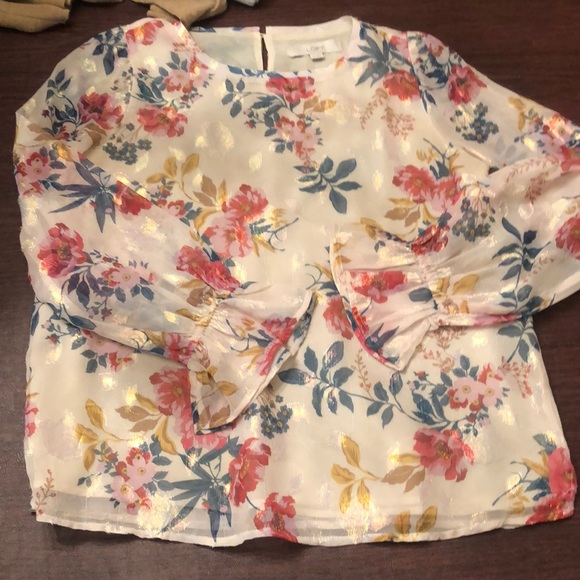 LOFT | Tops | Loft Metallic Floral Blouse | Poshmark